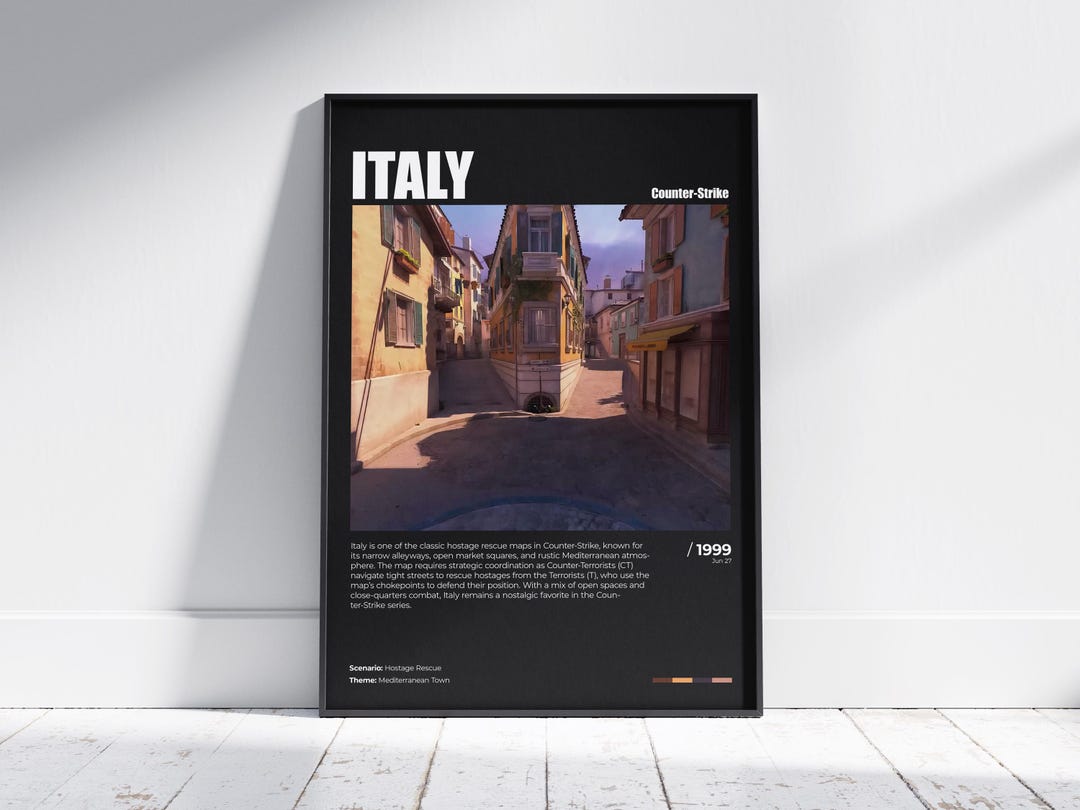 CS2 Italy Poster, Printable Italy Wall Decor, CSGO Map Game Design, Cs ...