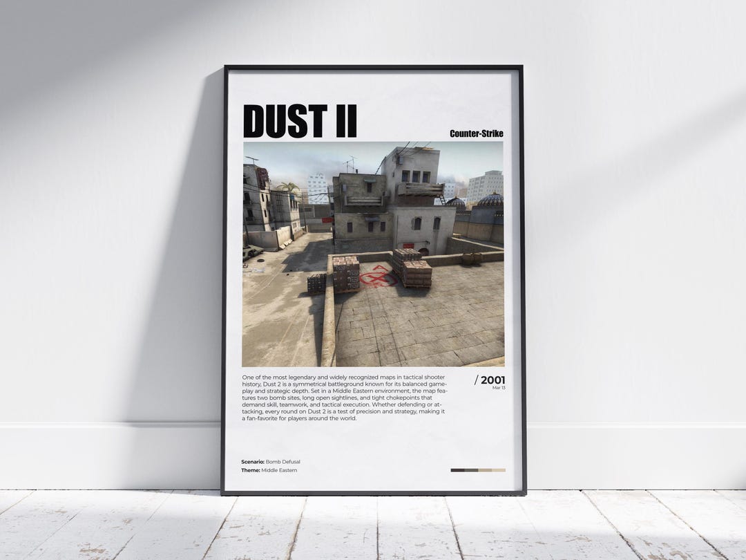 CS2 Dust 2 Poster, Printable Dust 2 Wall Decor, CSGO Map Game Design ...