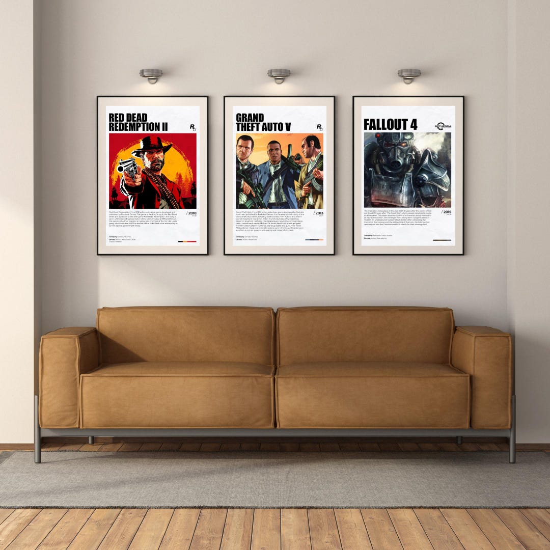 Buy Custom Set of 3 Gaming Posters, Printable Gaming Poster, Set of 3 ...