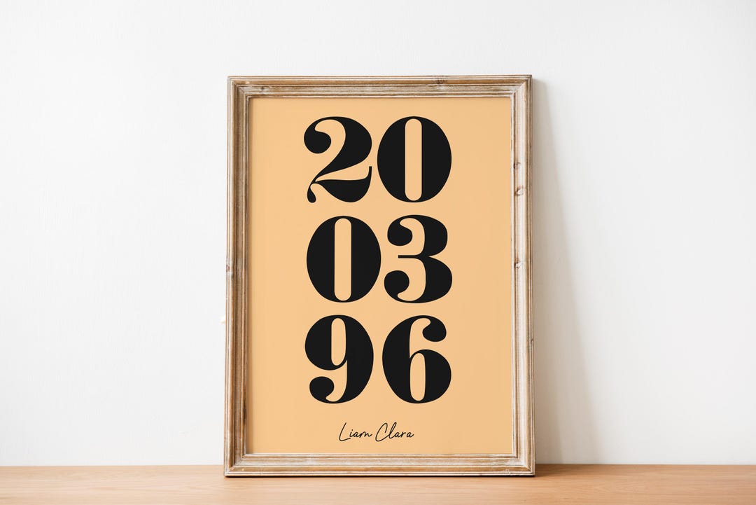 Custom Anniversary Date Art, Personalized Date Wall Art, Valentine's ...