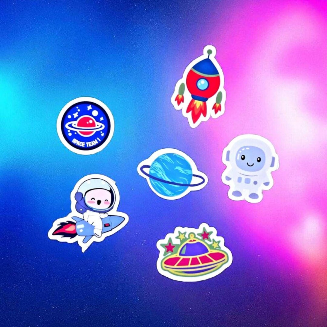 Cute Space Sticker Set – Kids Rocket, Astronaut, UFO Vinyl Decals - Etsy