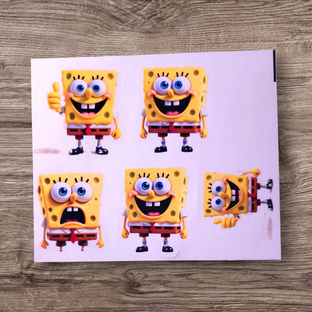 Sheet of 5 Spongebob Squarepants Sticker Sheet, Assorted Poses ...