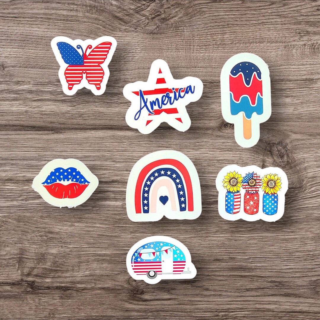 Set of 7 Patriotic Sticker Set | 4th of July Stickers | America ...