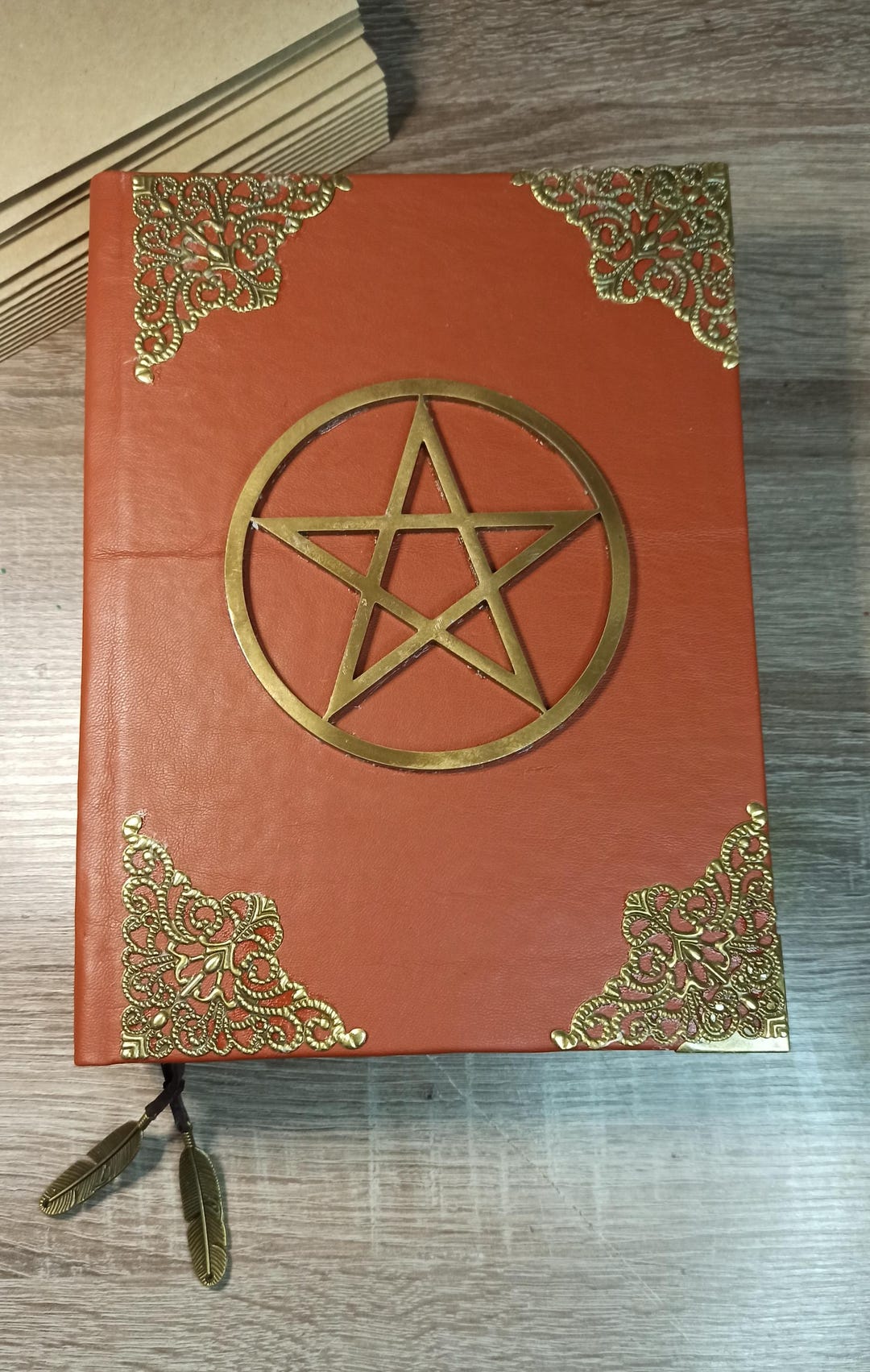Grimoire "pentacle" Handmade, Grimoire With Pentagram - Book of Shadows ...