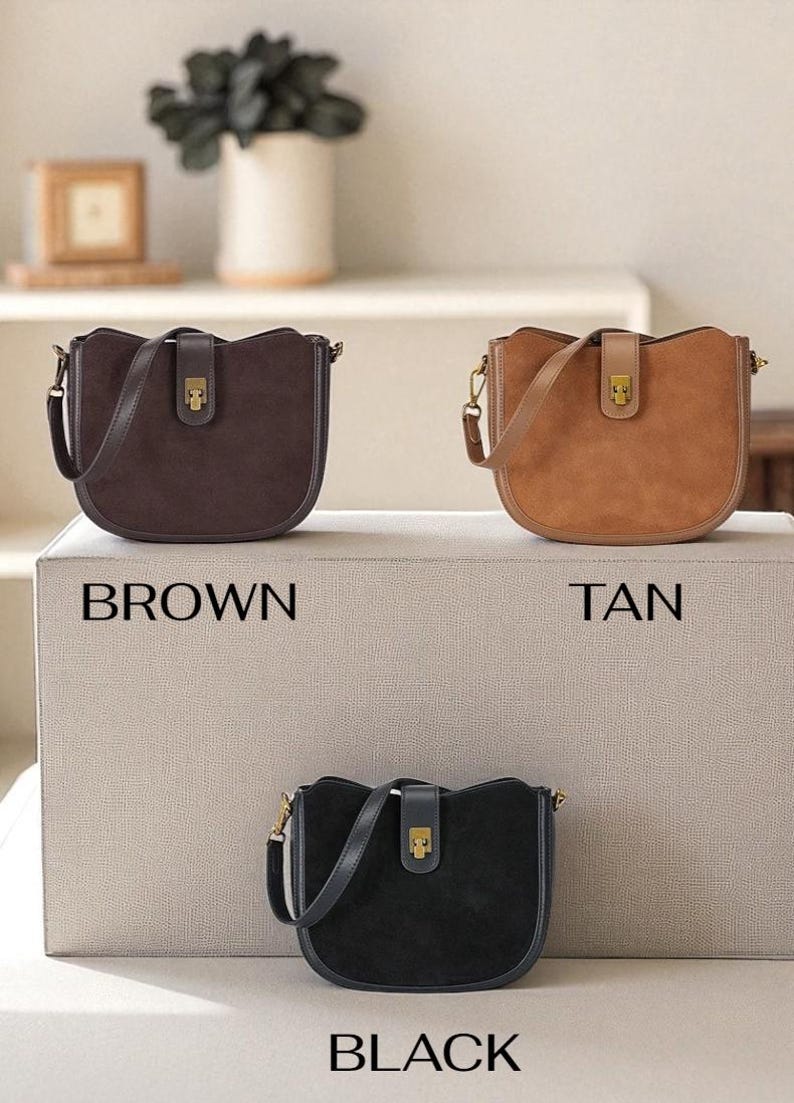 Handmade Leather & Suede Crossbody Bag | Vintage Shoulder Purse for ...
