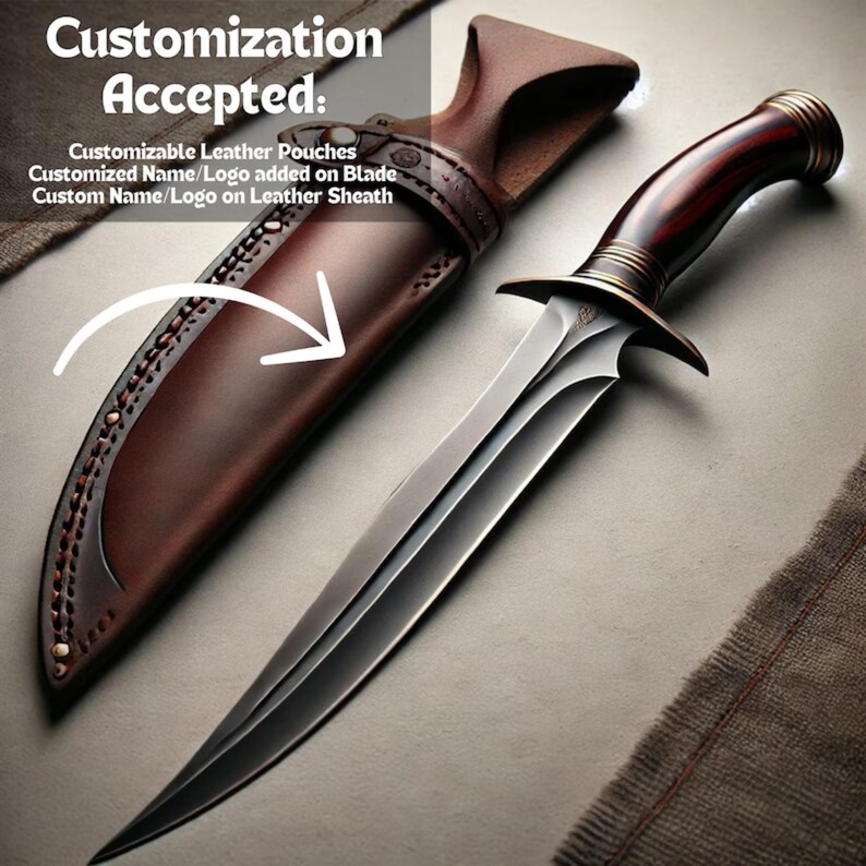 Customizable Viking Steel Dagger Double-edged Blade With Leather Sheath ...