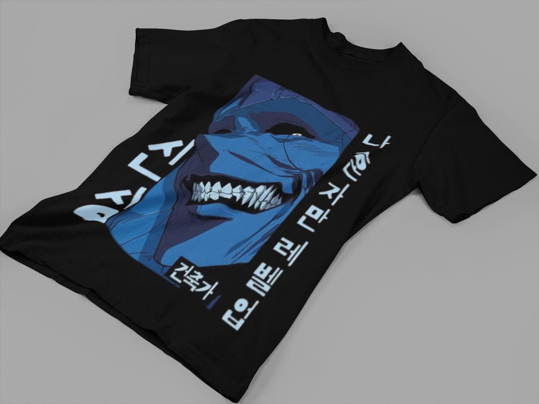 Solo Leveling Architect T-shirt - Black Anime Tee With Blue Manga Art ...