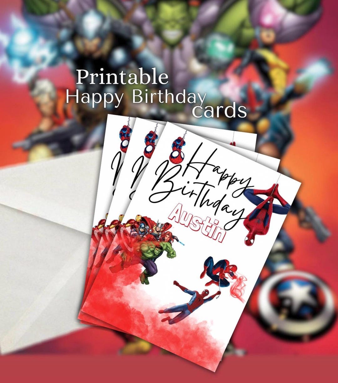 Marvel Happy Birthday Card Gift Personalised ANY Age Spiderman HULK ...
