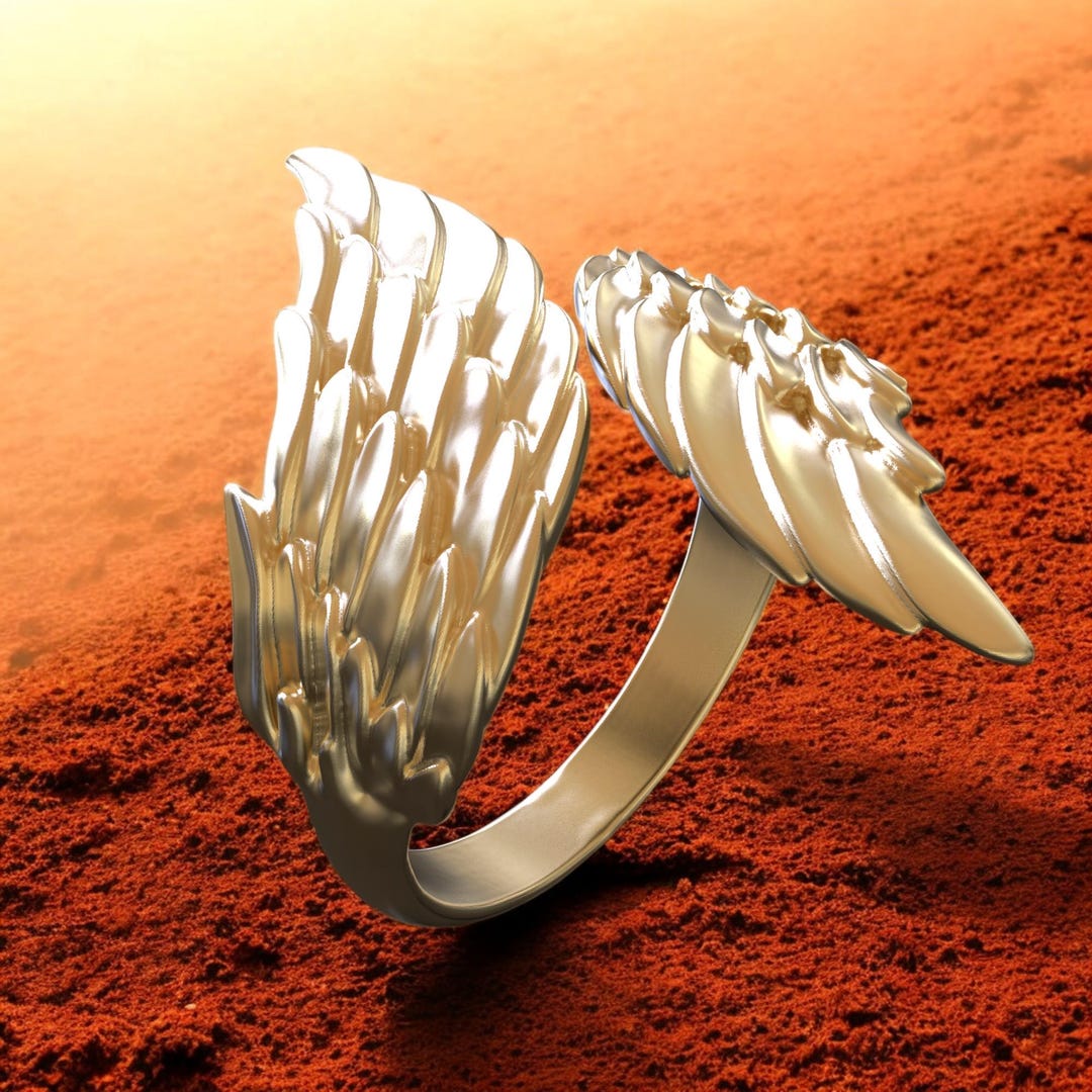 Angel Wing Ring, 925 Sterling Silver Wing Jewelry, Adjustable Feather ...
