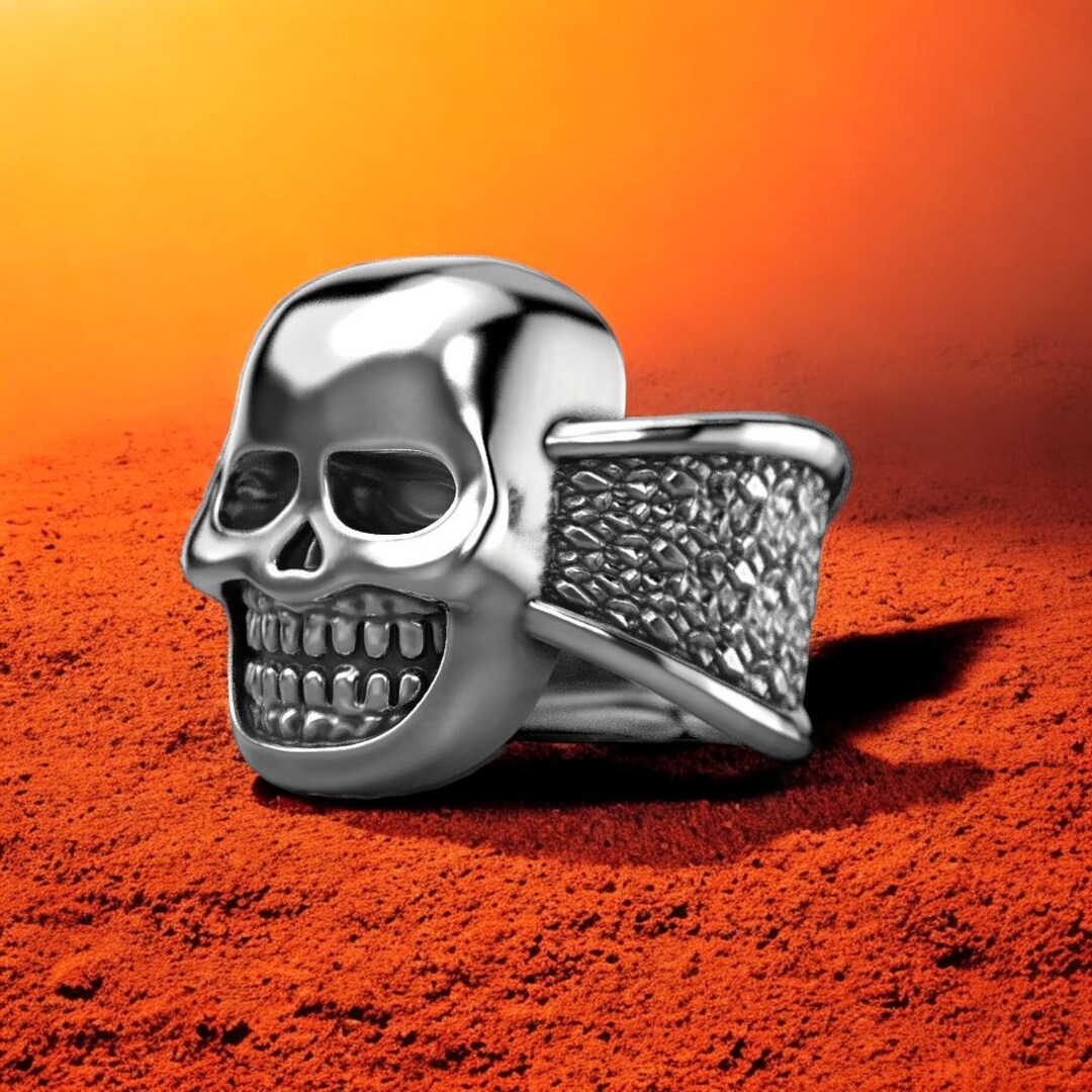 Gothic Bearded Skull Ring: 925 Sterling Silver Biker Jewelry - Etsy