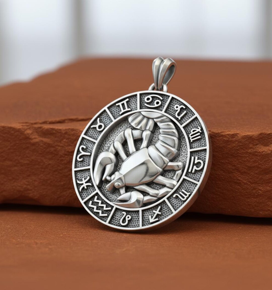 Scorpio Zodiac Pendant Necklace – Silver Scorpion Charm Astrology ...