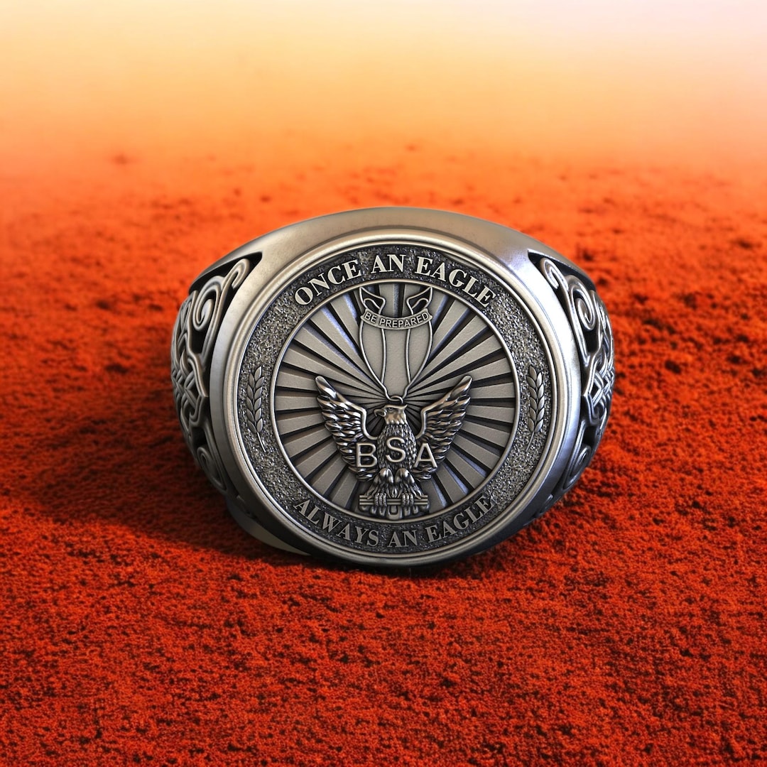 Eagle Scout Ring, 925 Sterling Silver Once an Eagle Always an Eagle ...