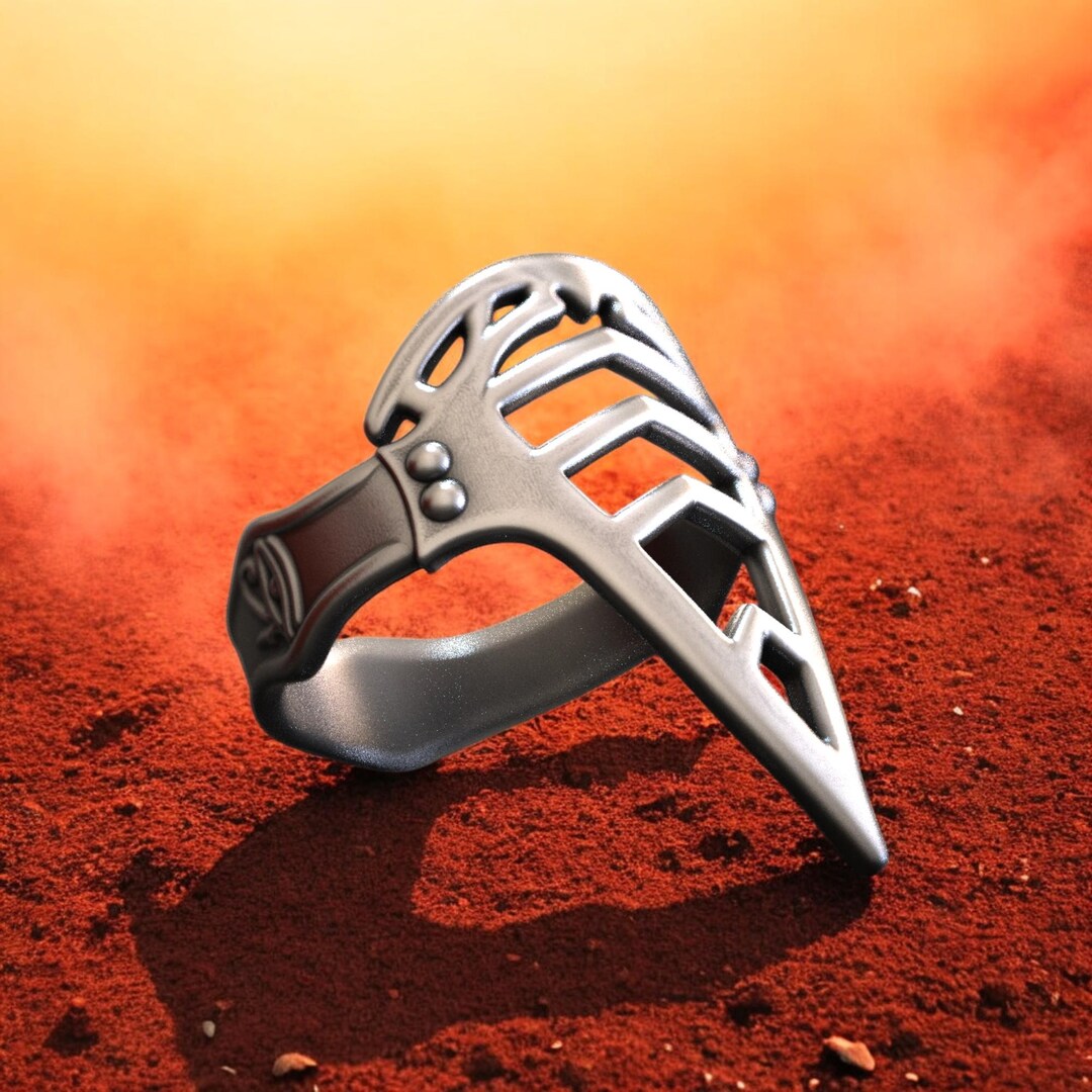 925 Sterling Silver Warrior Mask Ring, Gothic Armor-inspired Ring ...