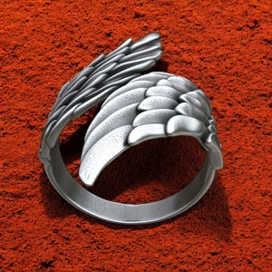Angel Wing Ring, 925 Sterling Silver Wing Jewelry, Adjustable Feather ...