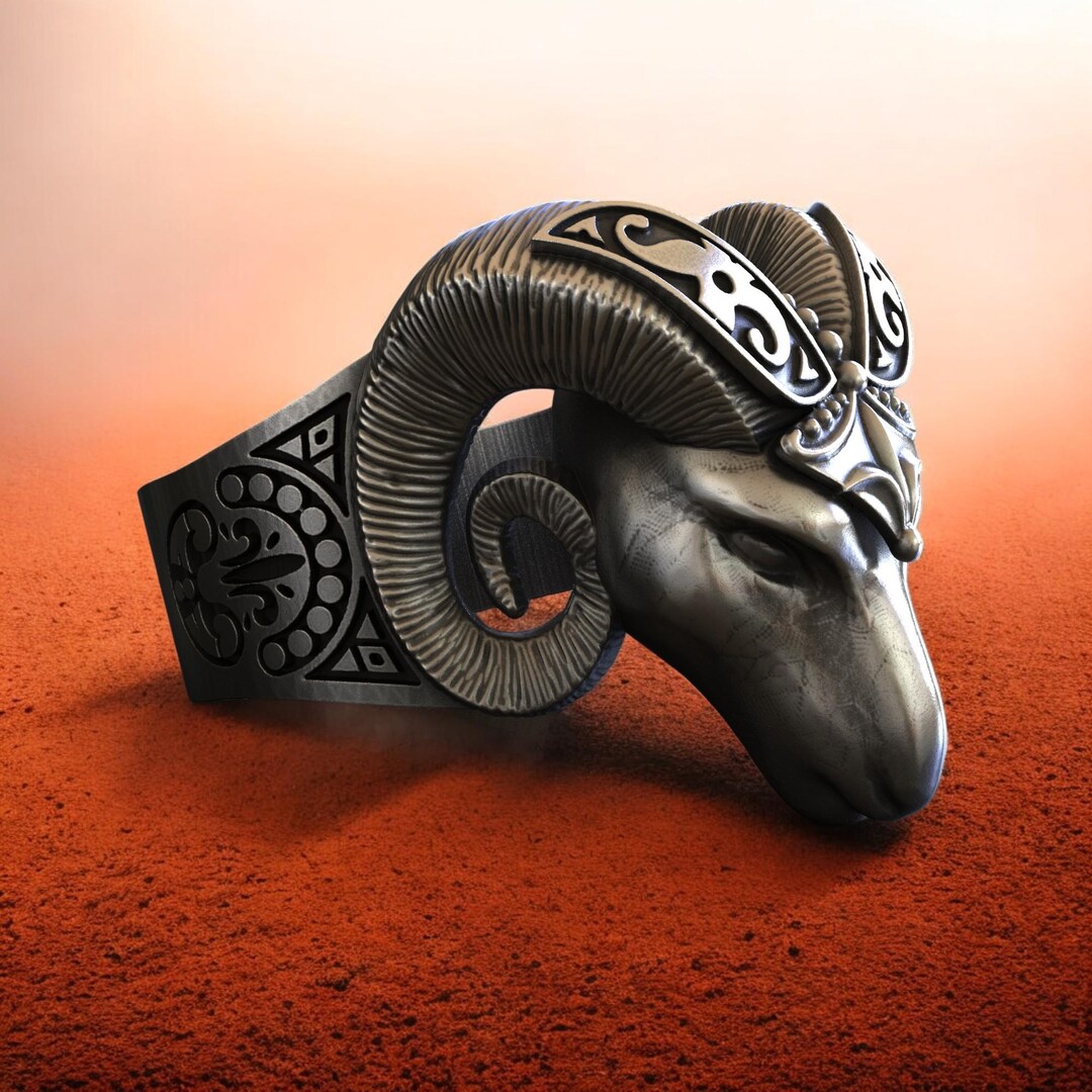 Sterling Silver Ram Head Ring: Gothic Biker Jewelry - Etsy