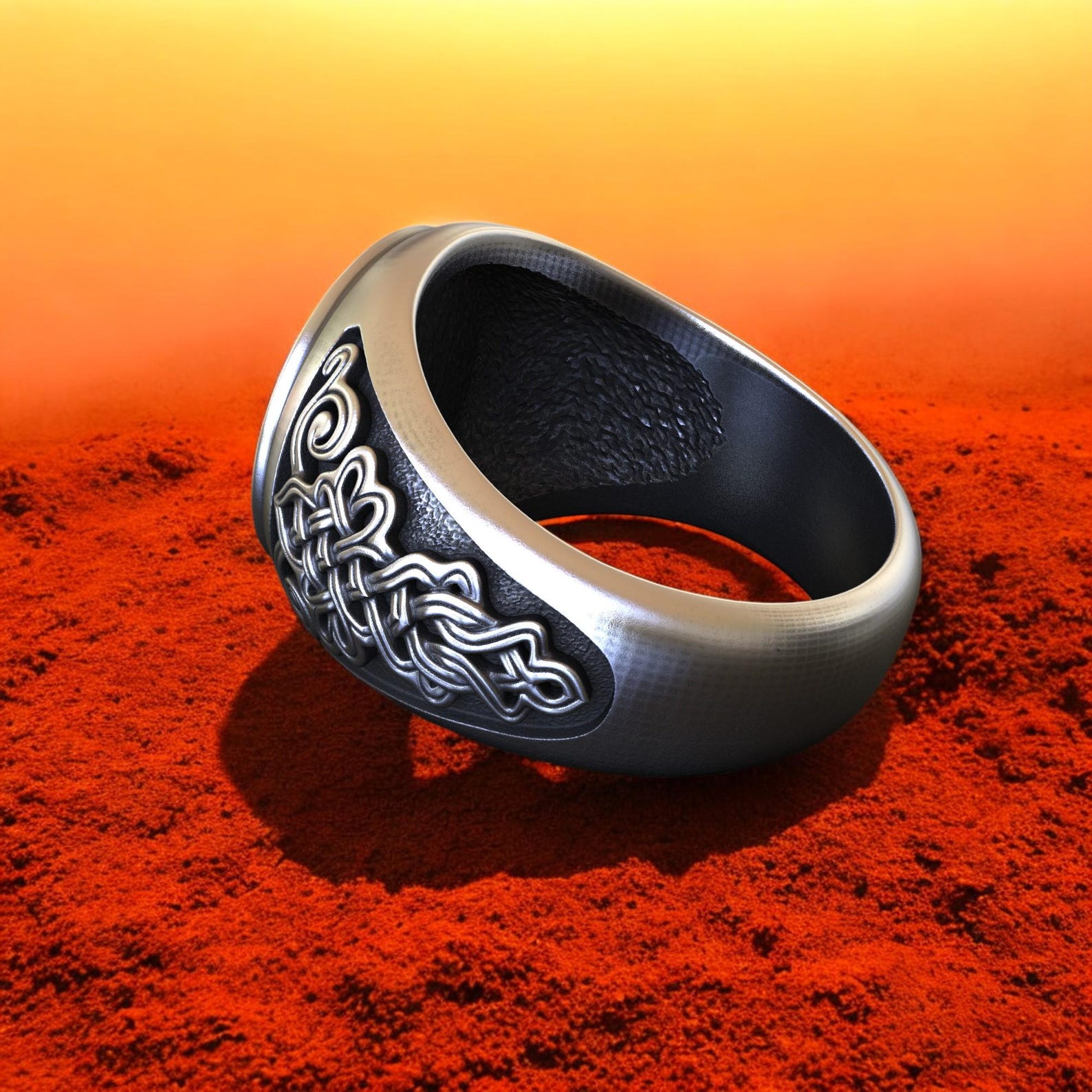 Demon Skull Ring, 925 Sterling Silver Gothic Biker Ring, Handmade ...