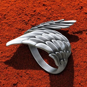 Angel Wing Ring, 925 Sterling Silver Wing Jewelry, Adjustable Feather ...