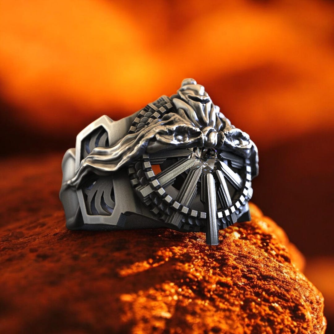 Wheel of Fate Ring Gothic Biker Jewelry, Handcrafted 925 Sterling ...