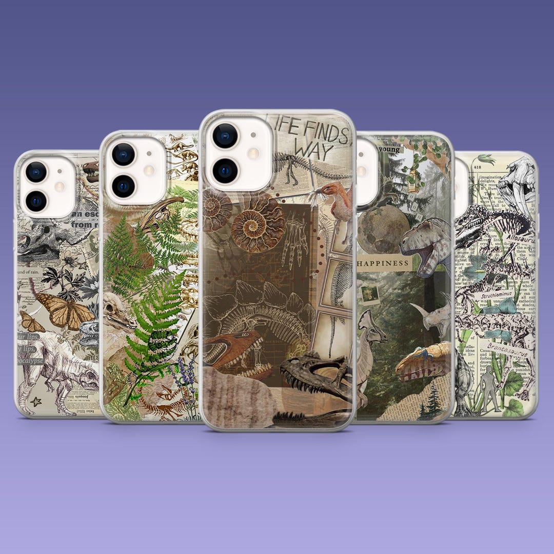 Dinosaur Phone Case Fossils Aesthetic Collage Cover for iPhone 16, 15 ...
