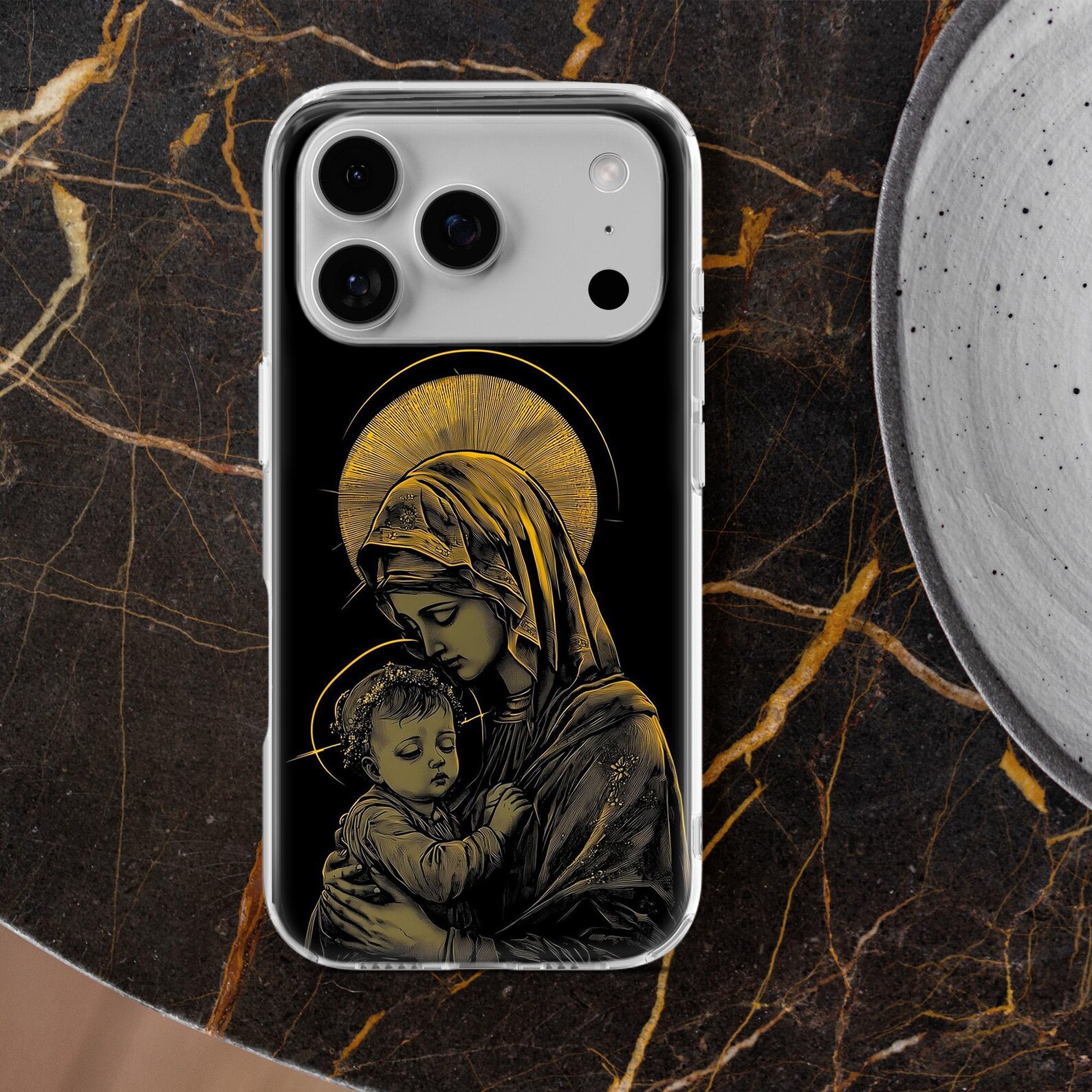Virgin Mary Phone Case Vintage Catholic Cover for iPhone 17, 16, 15, 14 ...