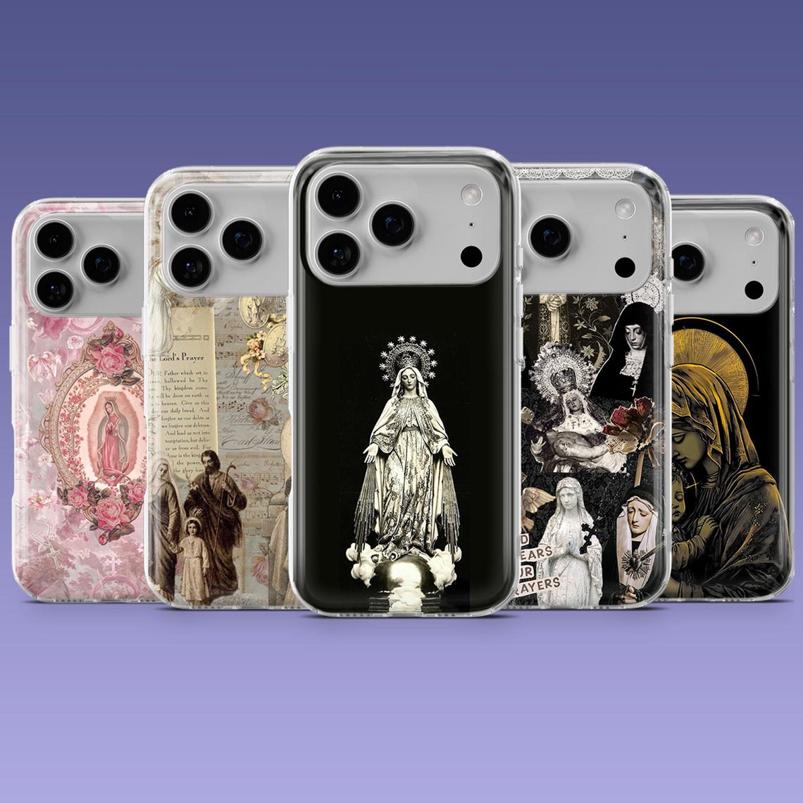 Virgin Mary Phone Case Vintage Catholic Cover for iPhone 17, 16, 15, 14 ...