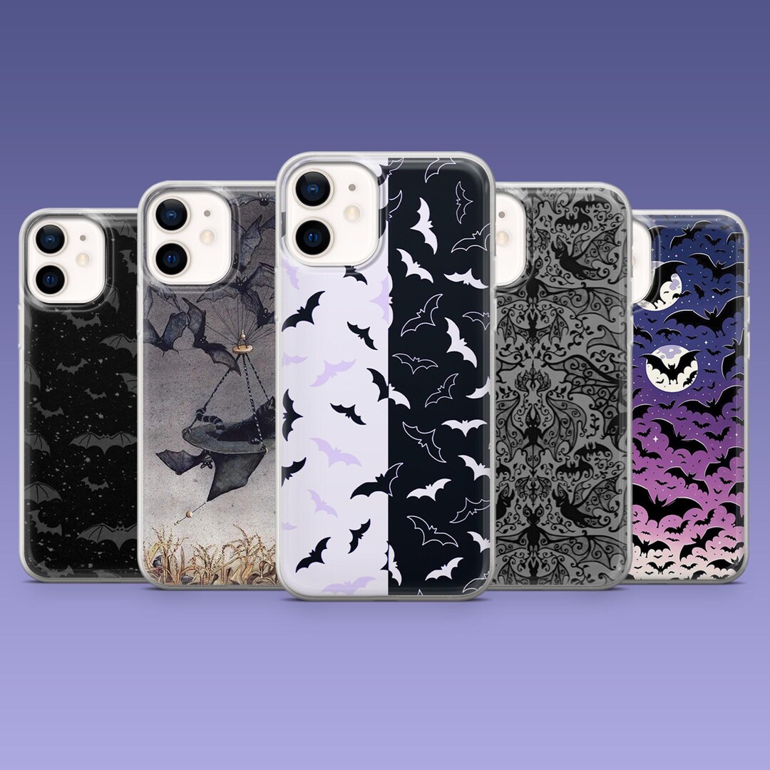 Aesthetic Bat Phone Case Goth Gothic Bats Cover for iPhone 16e, 15, 14 ...