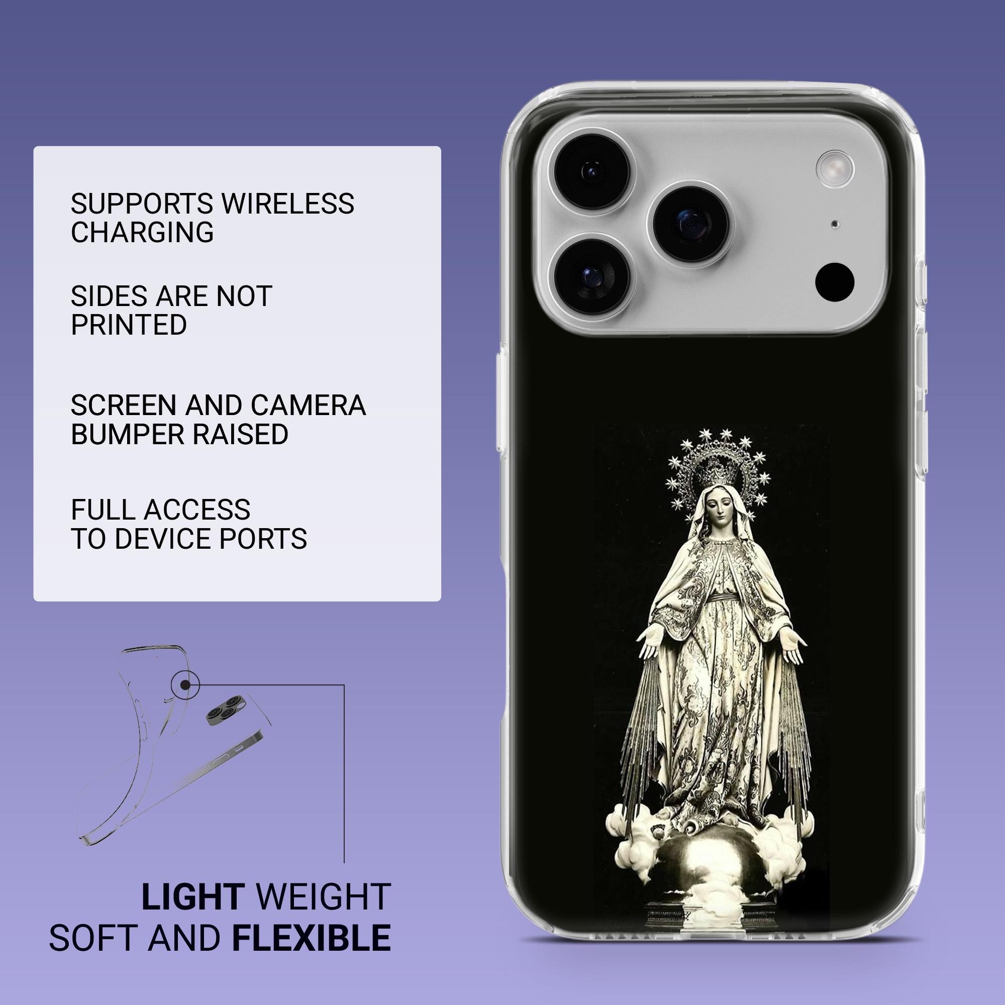 Virgin Mary Phone Case Vintage Catholic Cover for iPhone 17, 16, 15, 14 ...