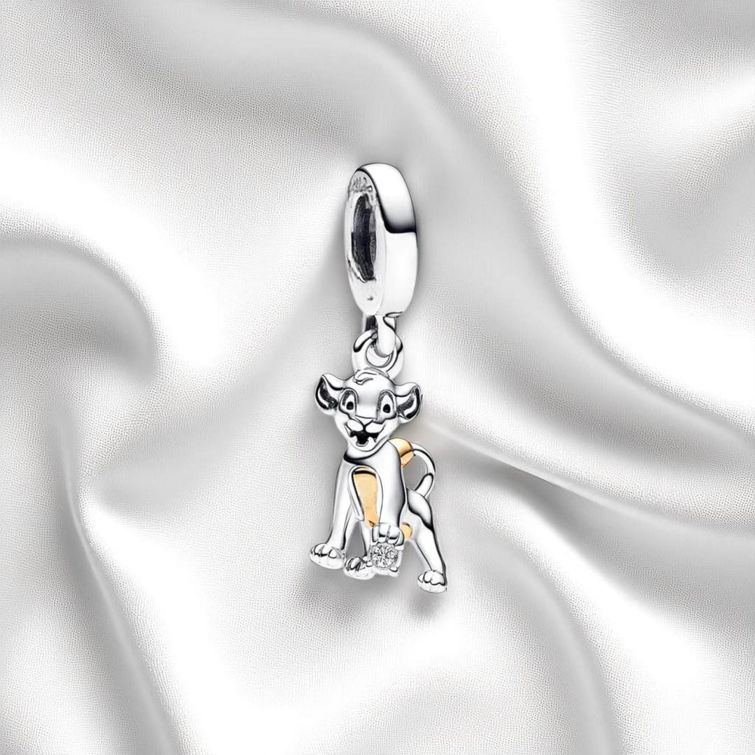 Two Tone Lion King Simba Charm, Lab Grown Diamond Pendant Charm, Animal ...