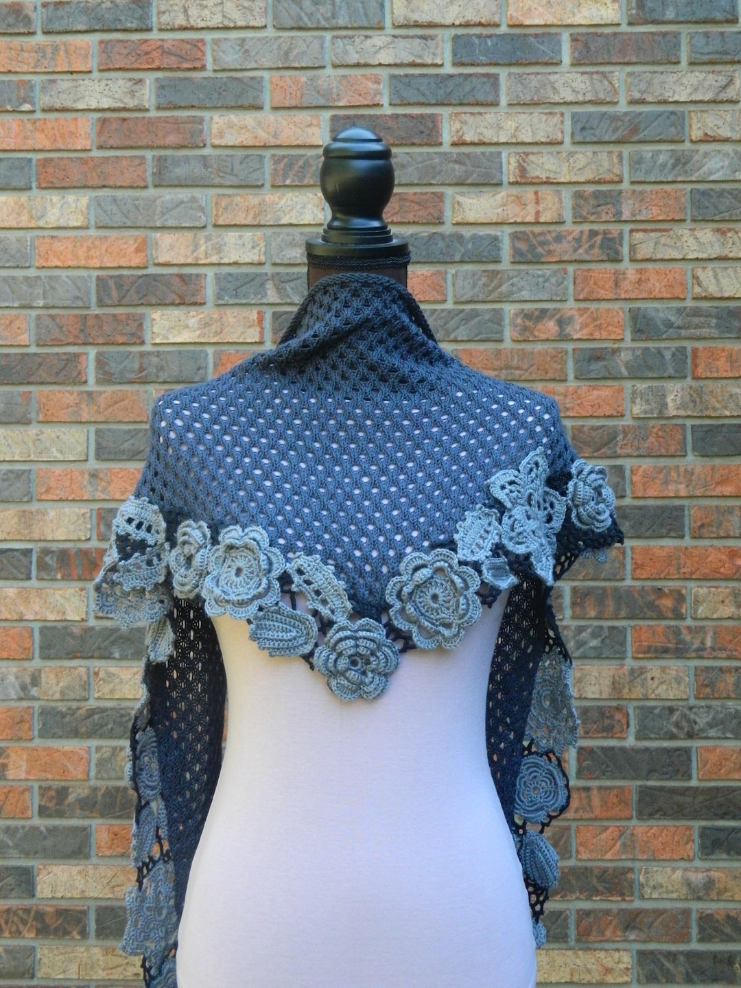 Shawl Wrap Floral Irish Crochet Lace Shawl Designer Accessory for Women ...