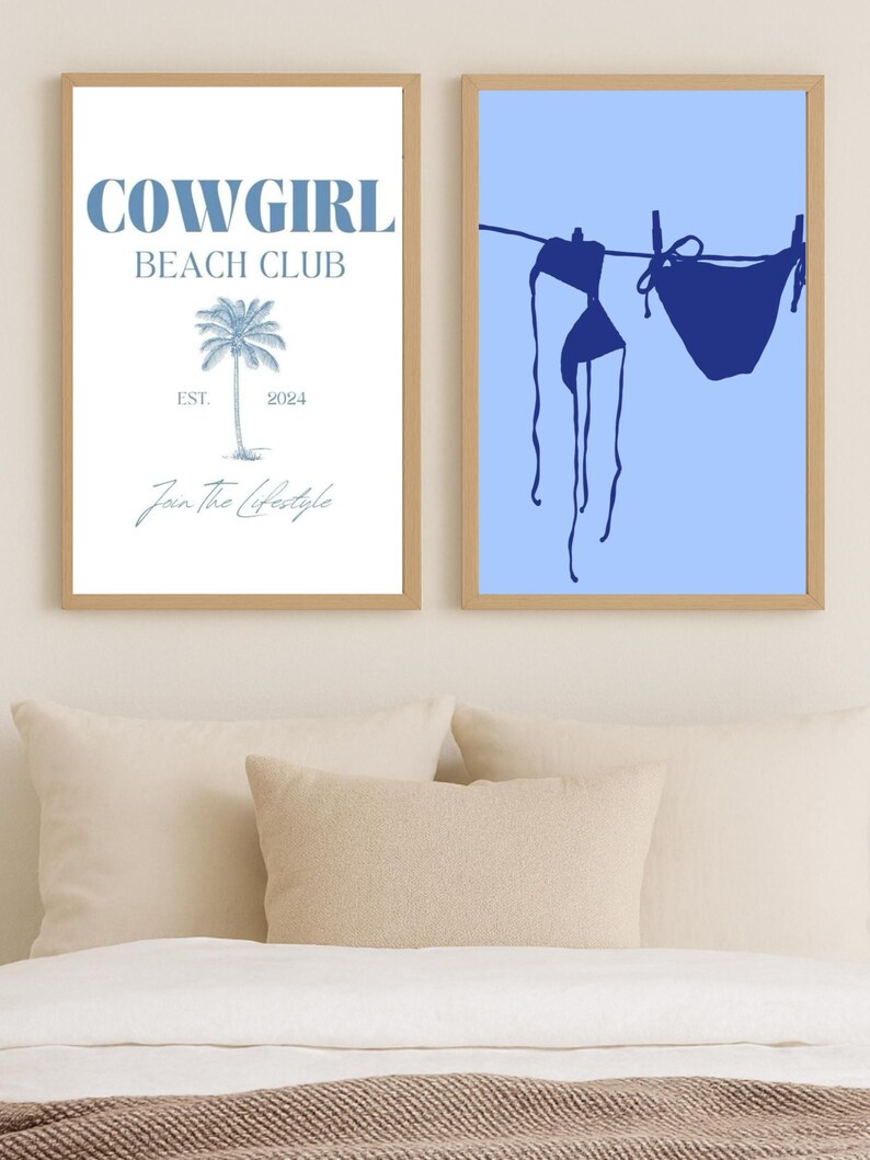 Set of 6 Coastal Cowgirl Wall Art Print | Western Beach Aesthetic ...