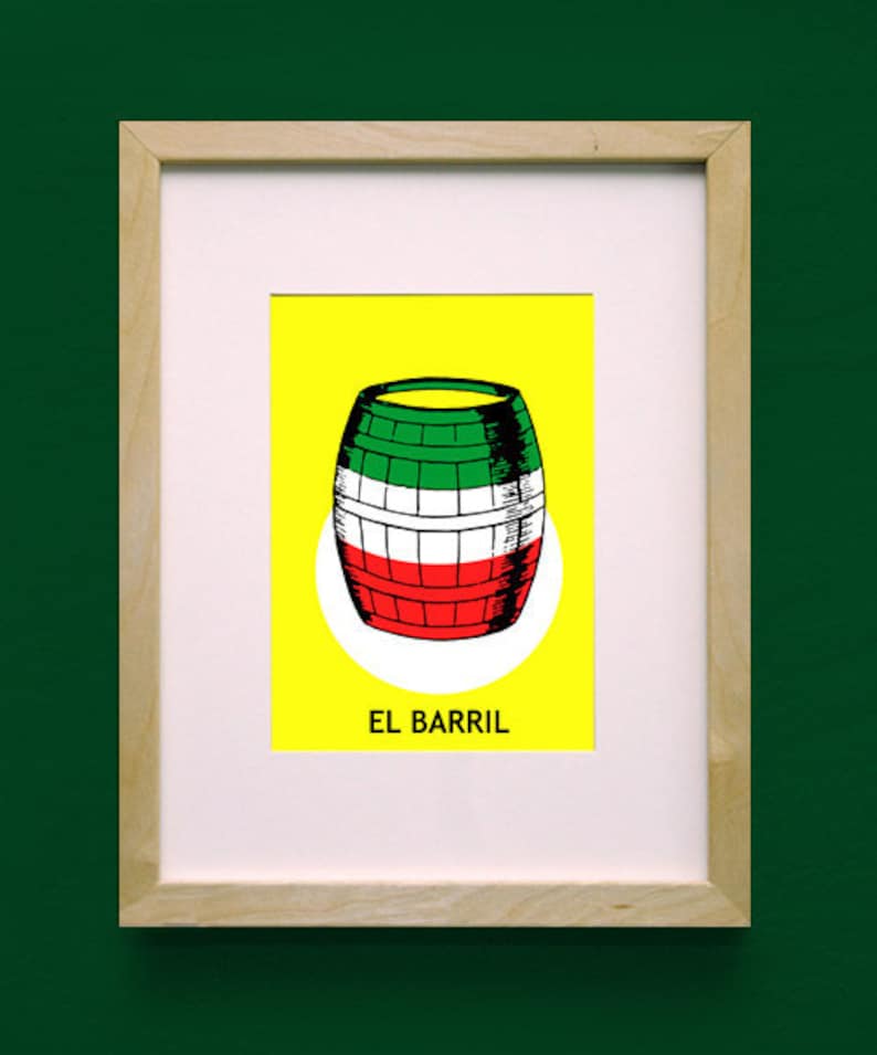 El Barril Loteria Arte Pop Mexicano Grabado - Etsy España