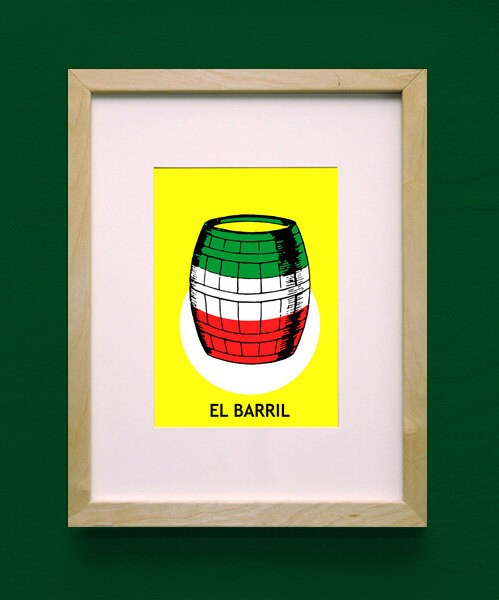 El Barril Loteria Arte Pop Mexicano Grabado - Etsy España