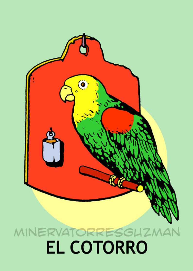 El Cotorro Loteria Mexican Pop Art Print - Etsy