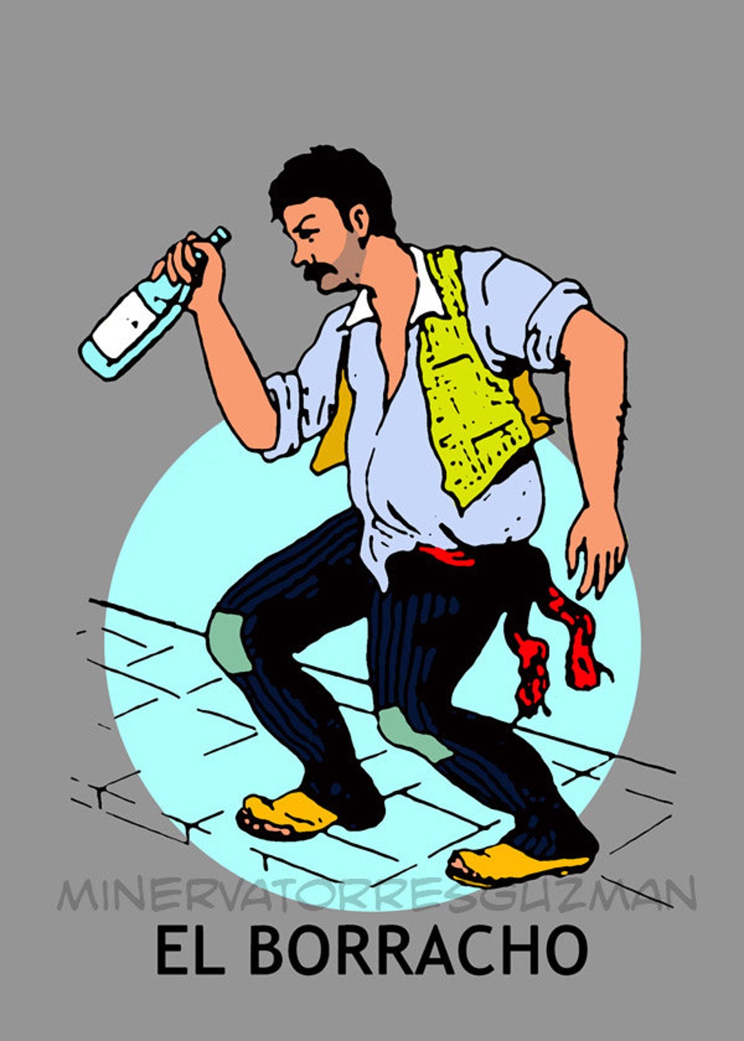 El Borracho Loteria Mexican Pop Art Print - Etsy