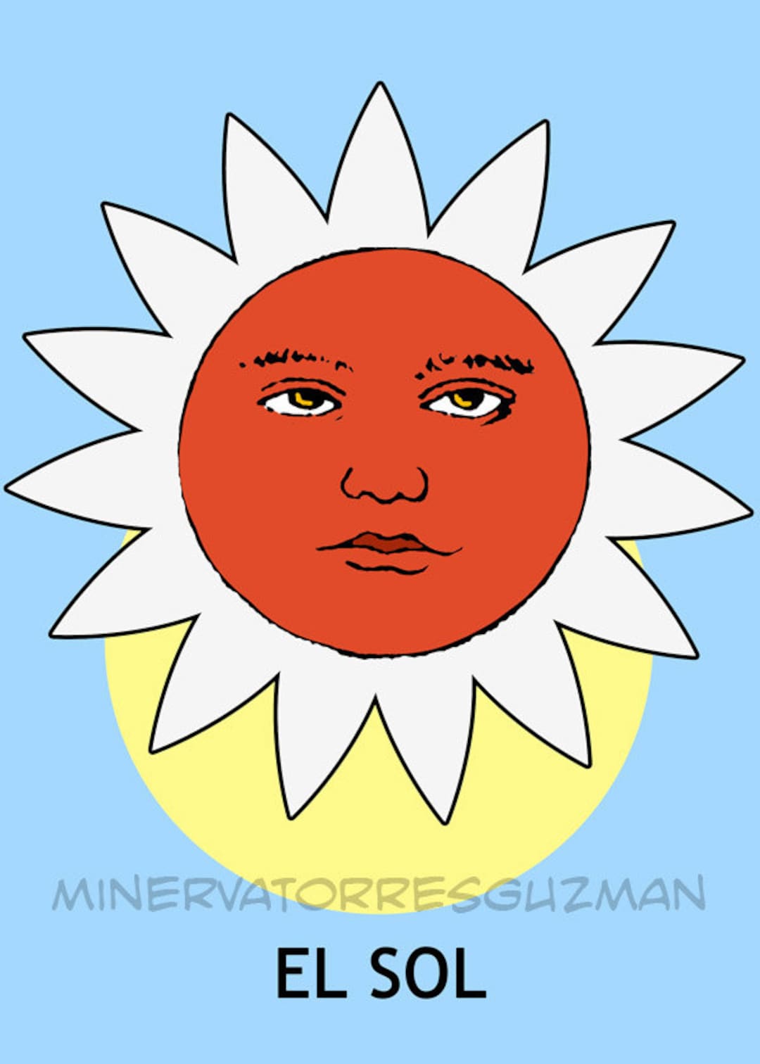 El Sol Loteria Mexican Pop Art Print - Etsy