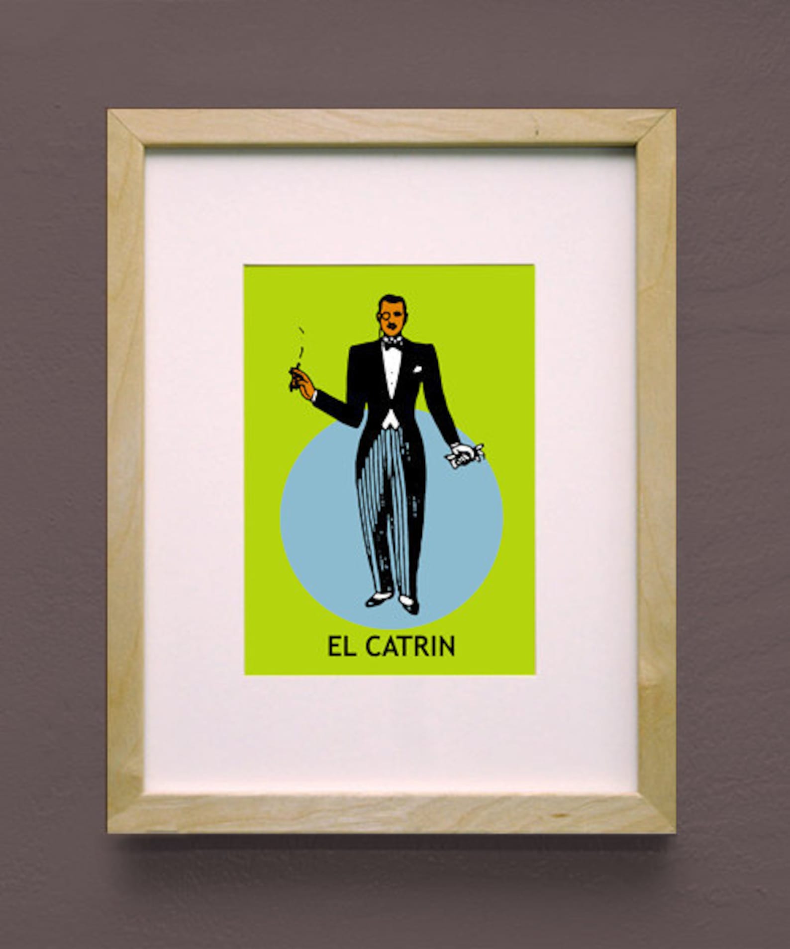 El Catrin Loteria Arte Pop Mexicano Grabado - Etsy España