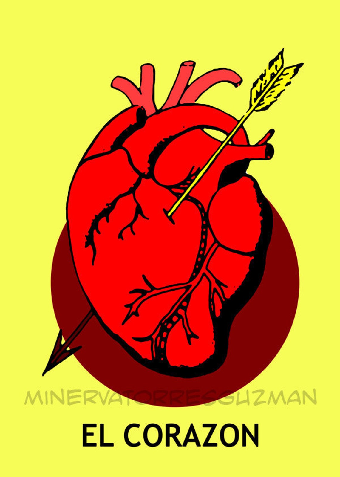 El Corazon Loteria Mexican Pop Art Print - Etsy