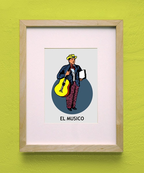 El Musico Loteria Mexican Pop Art Print - Etsy
