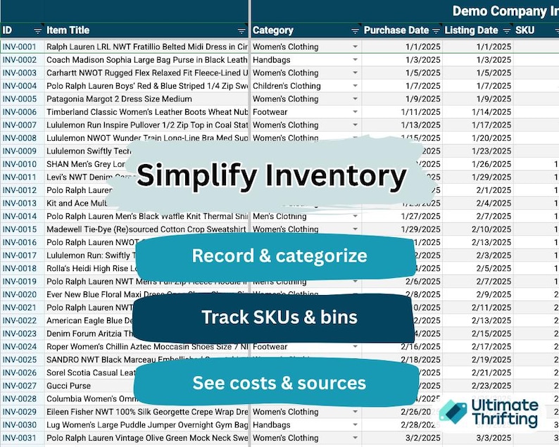 2025-2026 Reseller Business Spreadsheet: Google Sheets Inventory, Sales ...