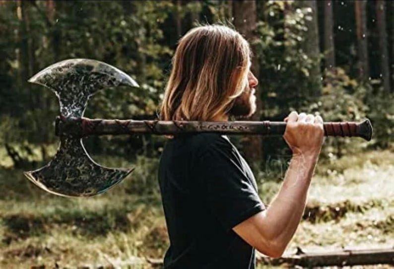 Hand Forged Carbon Steel Double Head Axe - 36 Inch Viking Axe, Gift for ...