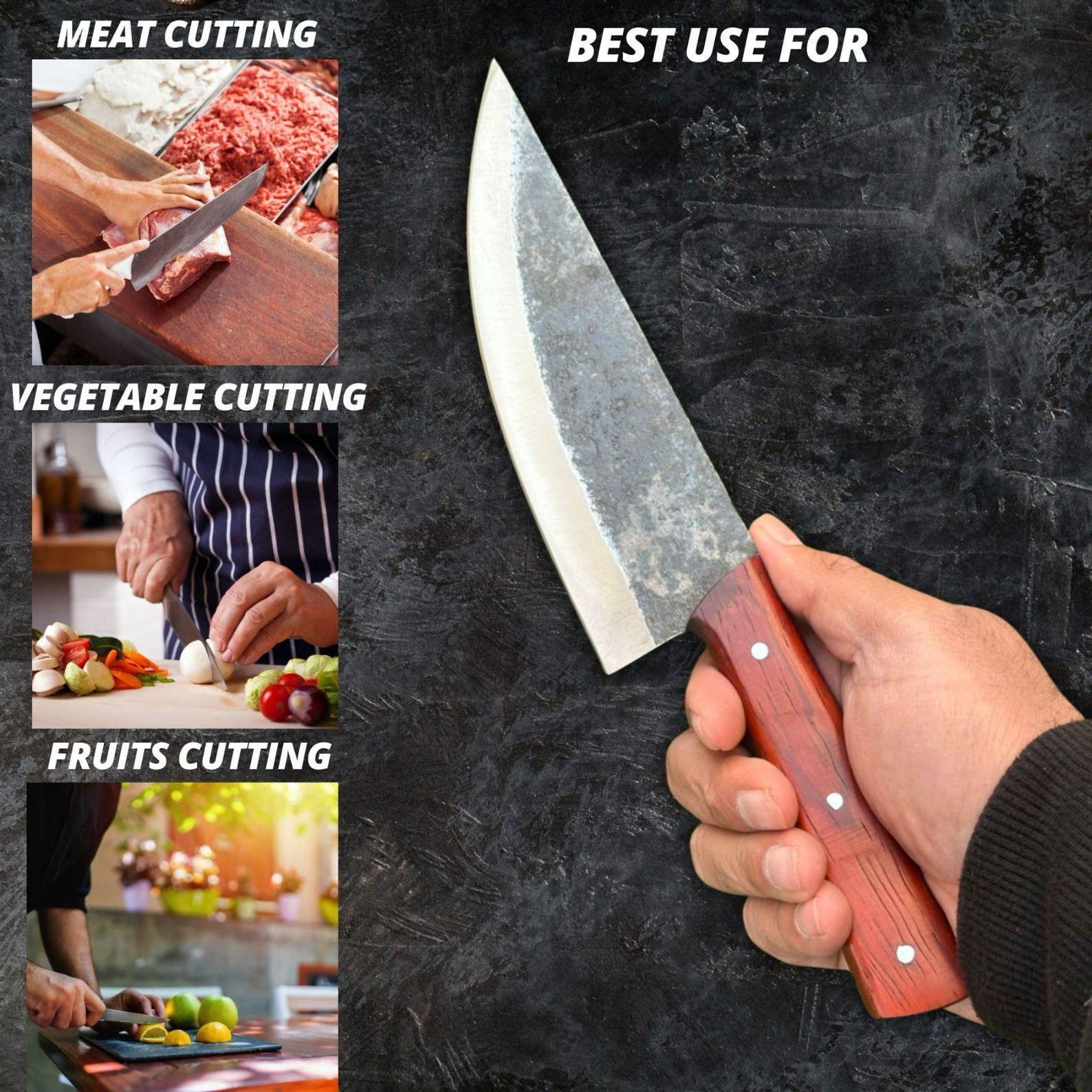 Hand Forged Chef Knife, High Carbon Steel Ultra Sharped Kitchen Chef ...