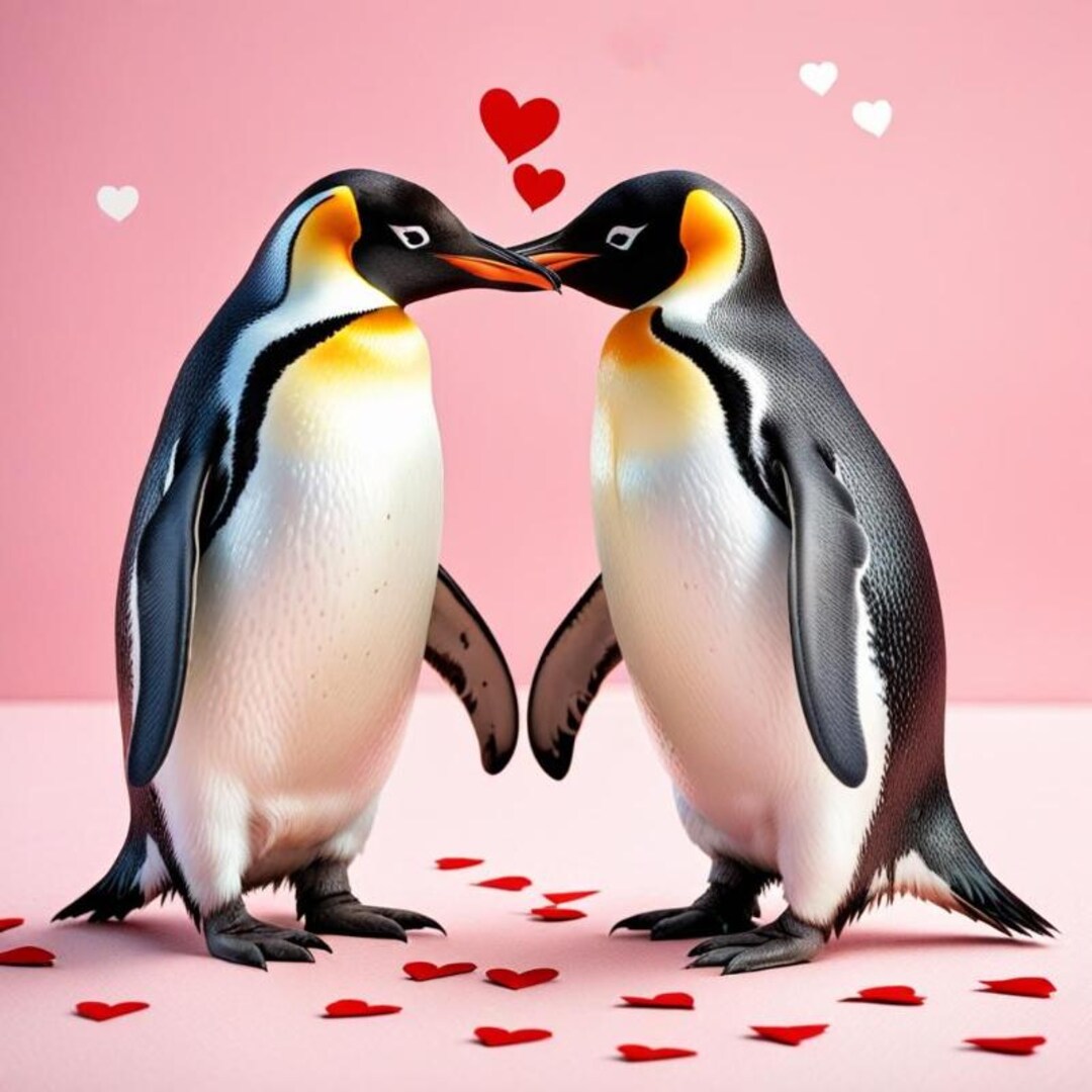 Digital Printable Valentines Penguins - Etsy