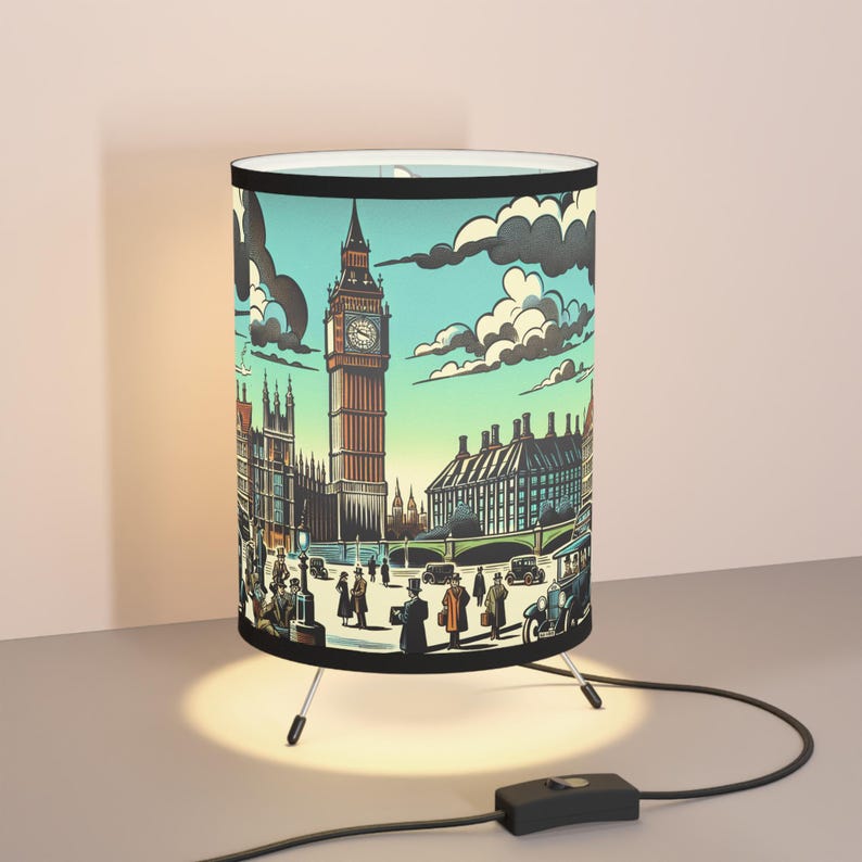 Tripod Lamp, Vintage London Big Ben Table Light With High-res Printed ...