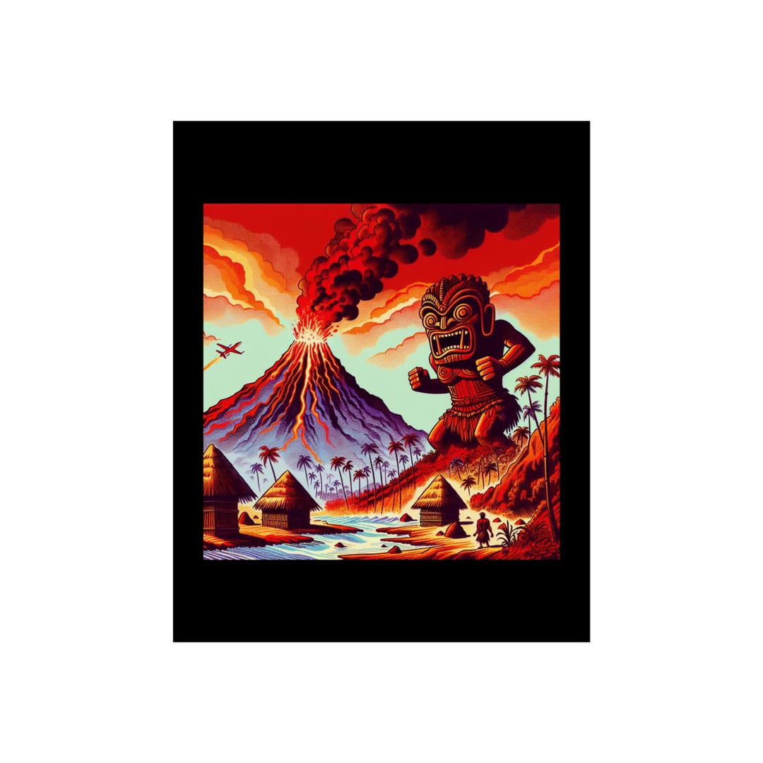 Tiki Poster Print, Angry Tiki Art Print, Tiki Wall Decor, Hawaiian ...