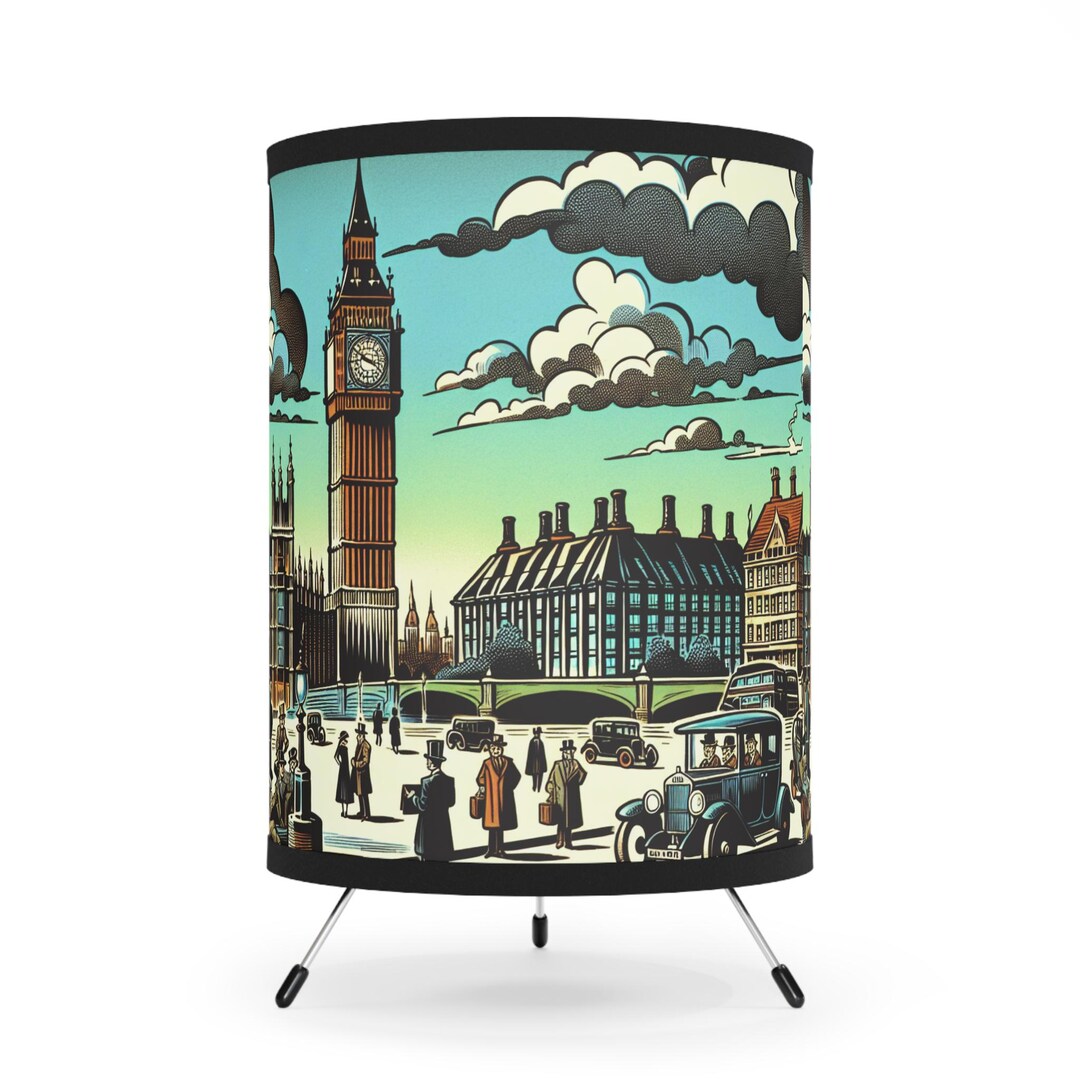 Tripod Lamp, Vintage London Big Ben Table Light With High-res Printed ...