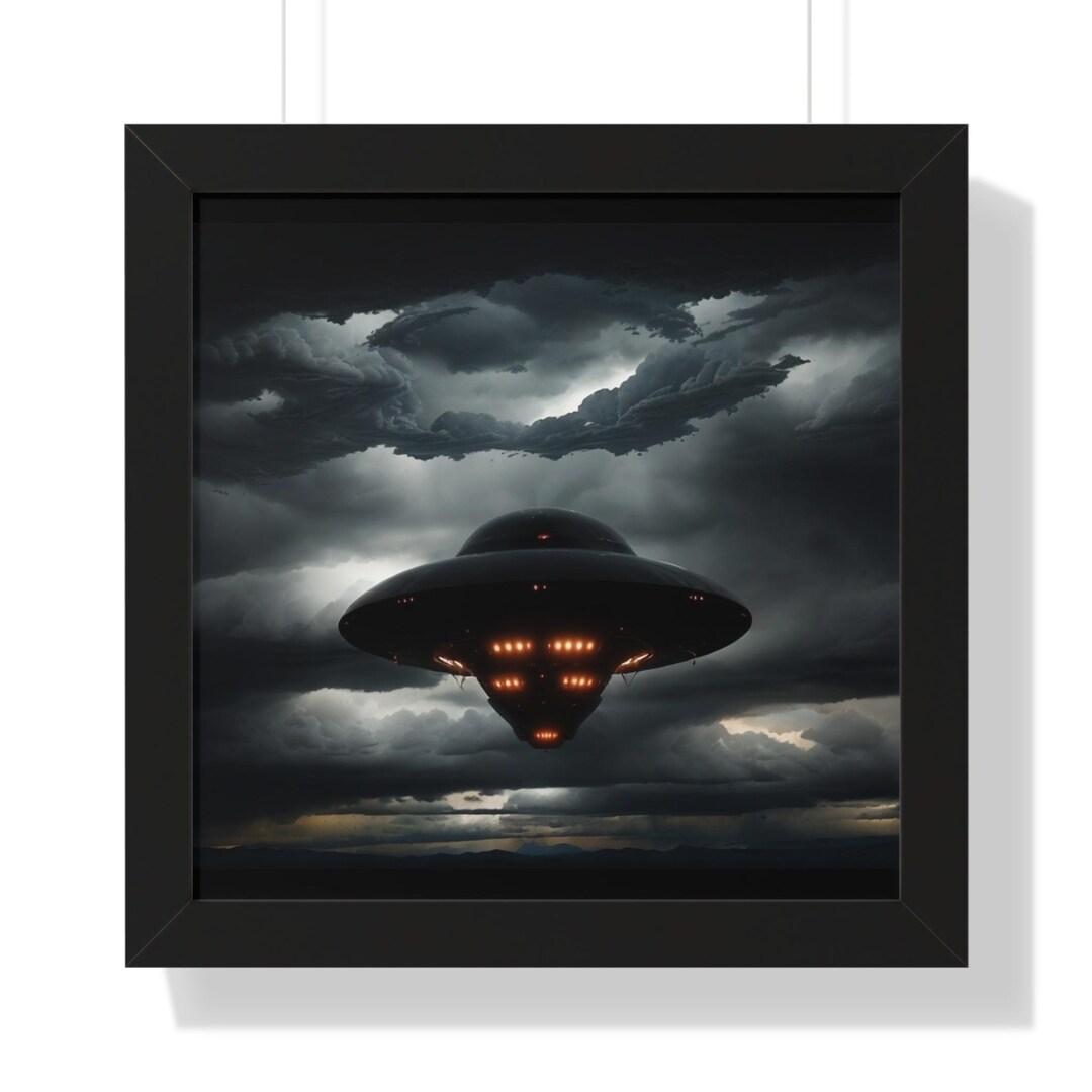 Mysterious UFO Framed Horizontal Poster, Alien Art, Sci-fi Decor ...