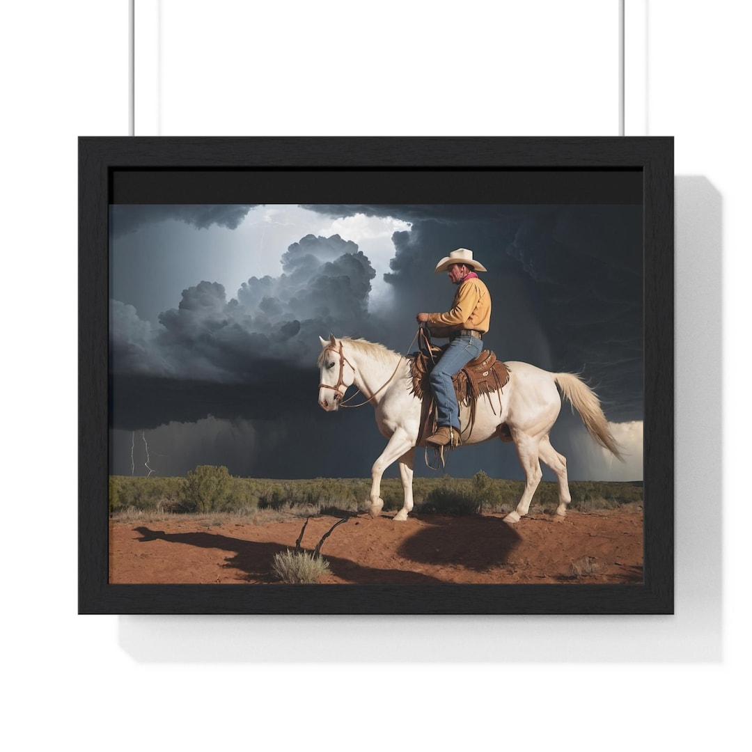 Cowboy Framed Poster, Western Wall Art, Rustic Home Decor, Horse Lover ...