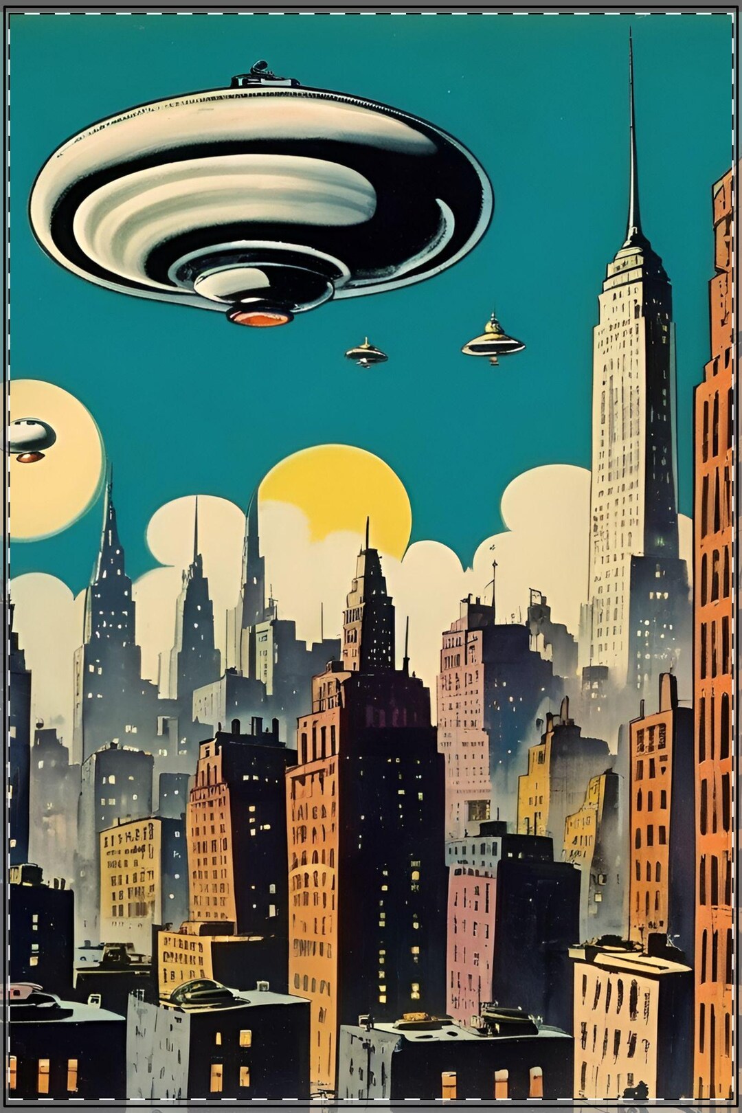 Retro UFO Satin Poster, Vintage Sci-fi Wall Art, Unique Home Decor ...