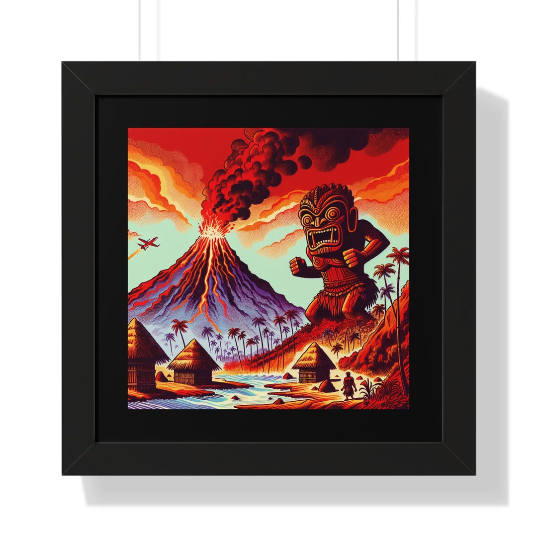 Tiki Poster, Angry Hawaiian Wall Art, Tropical Room Decor, Tiki Bar ...