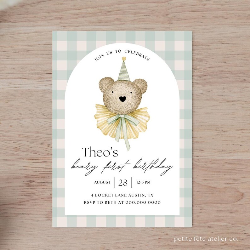 Beary First Birthday Party Invitation - Etsy